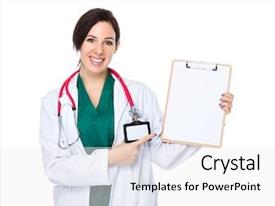 Doctor Woman With Finger Point PPT template 52 | CrystalGraphics