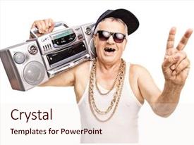Ghetto Toothless Senior Rapper Holding PPT template 50 | CrystalGraphics