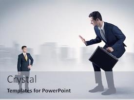 Giant Businessman Being Afraid PPT template 98 | CrystalGraphics