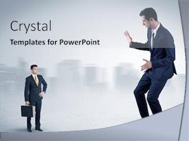 Giant Businessman Being Afraid PPT template 84 | CrystalGraphics