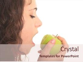 Gingiva Young Girl Eating An Apple PPT template 2 | CrystalGraphics