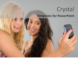 Girlfriends Taking Selfie With Cell PPT template 10 | CrystalGraphics