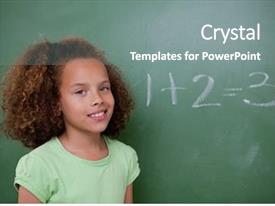 Girls Math Cute Schoolgirl Posing In Front PPT template 86 ...