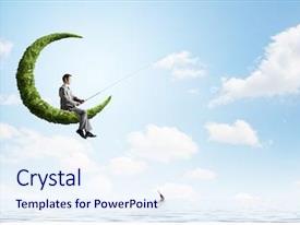 Green Moon And Fish PPT template 95 | CrystalGraphics