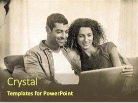 Grey Background Against Young Couple PPT template 45 | CrystalGraphics