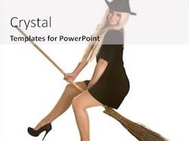 Halloween Witch Blond In Black PPT template 82 | CrystalGraphics