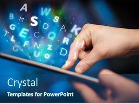 Hand Touching Tablet Pc Letters PPT template 81 | CrystalGraphics