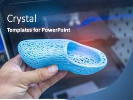 Hand With 3d Printed Blue PPT template 55 | CrystalGraphics