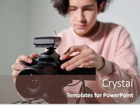 Hands Of Young Cameraman PPT template 84 | CrystalGraphics