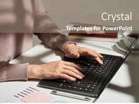 Hands Of Young Female Economist PPT template 1 | CrystalGraphics