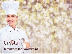 Handsome Chef Man Over Abstract PPT template 28 | CrystalGraphics