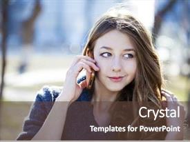 Happy Beautiful Girl Calling PPT template 26 | CrystalGraphics