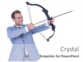 Happy Businessman Shooting With Bow PPT template 43 | CrystalGraphics