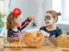 Happy Family Preparing For Halloween PPT template 98 | CrystalGraphics
