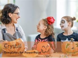 Happy Family Preparing For Halloween PPT template 4 | CrystalGraphics
