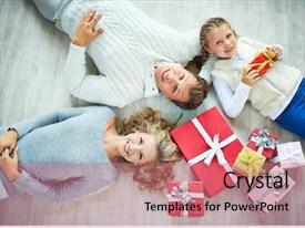 Catering Happy Family With Giftboxes PPT template 66 | CrystalGraphics