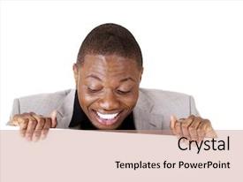 Happy Successful Businessman Holding PPT template 87 | CrystalGraphics
