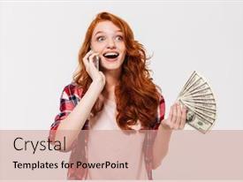 Happy Surprised Ginger Woman PPT template 94 | CrystalGraphics