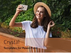 Happy Young Girl Taking PPT template 64 | CrystalGraphics