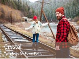 Happy Young Man And Woman PPT template 37 | CrystalGraphics
