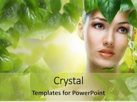 Health Care Herbal Beauty Girl On The Leaves PPT template 19 ...
