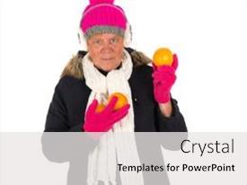 Healthy Winter Woman With Fruit PPT template 69 | CrystalGraphics