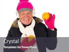Healthy Winter Woman With Fruit PPT template 51 | CrystalGraphics