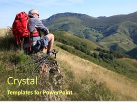 Hiker Sitting On A Rock PPT template 94 | CrystalGraphics