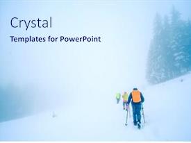 Hikers Go Up On Snow PPT template 81 | CrystalGraphics