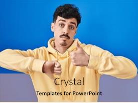 Hispanic Man Standing Over Blue PPT template 71 | CrystalGraphics
