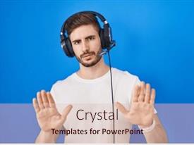 Hispanic Man With Beard Listening PPT template 73 | CrystalGraphics