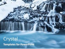 Hraunfossar Waterfall In Winter One PPT template 64 | CrystalGraphics