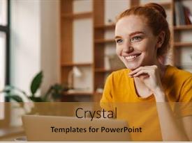 Image Of Happy Redhead Girl PPT template 96 | CrystalGraphics