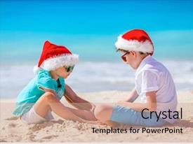 Kids In Red Santa Hats PPT template 89 | CrystalGraphics