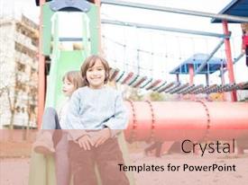 Kids Playing On Playground Walking PPT template 33 | CrystalGraphics