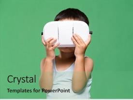 Little Boy Watching Though Virtual PPT template 35 | CrystalGraphics