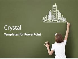 Little House Cute Girl Of School Age PPT template 97 | CrystalGraphics