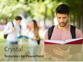 Male Student Reading A Book PPT template 63 | CrystalGraphics