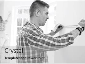 Man Measuring Wall With Woman PPT template 95 | CrystalGraphics