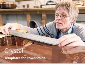 Man Presicely Measuring The Distances PPT template 54 | CrystalGraphics