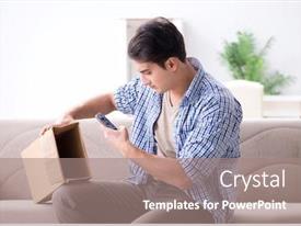 Man Receiving Empty Parcel PPT template 46 | CrystalGraphics