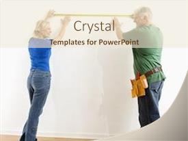Middle Aged Couple Measuring Wall PPT template 46 | CrystalGraphics