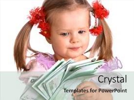 Money Euro And Child Girl PPT template 0 | CrystalGraphics