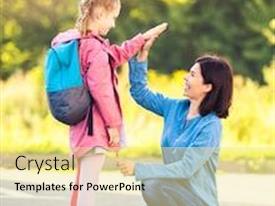 Mother Meeting Schoolgirl After Lessons PPT template 37 | CrystalGraphics