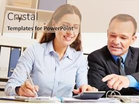 Office Clerk Beside Manager Pays PPT template 70 | CrystalGraphics
