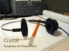 Headset Pencil And Notepad PPT template 91 | CrystalGraphics