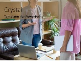 One Of Businesswomen Explaining Principles PPT template 95 ...