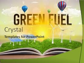 Save Fuel Open Book With Green PPT template 56 | CrystalGraphics