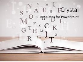 Opened Book With Flying Letters PPT template 96 | CrystalGraphics