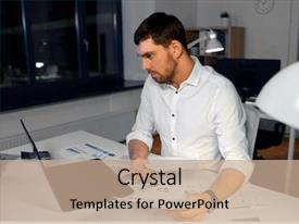 Papers And Laptop Computer PPT template 48 | CrystalGraphics